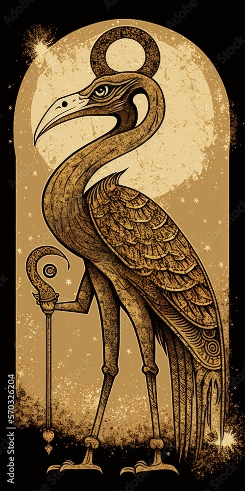 Golden image of the Egyptian God Thoth, gold glitter. Generative AI ...