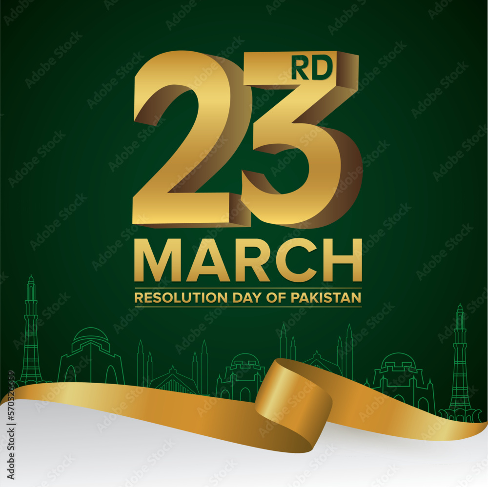 23 March 1940 "Pakistan Resolution Day" Poster design vector ...