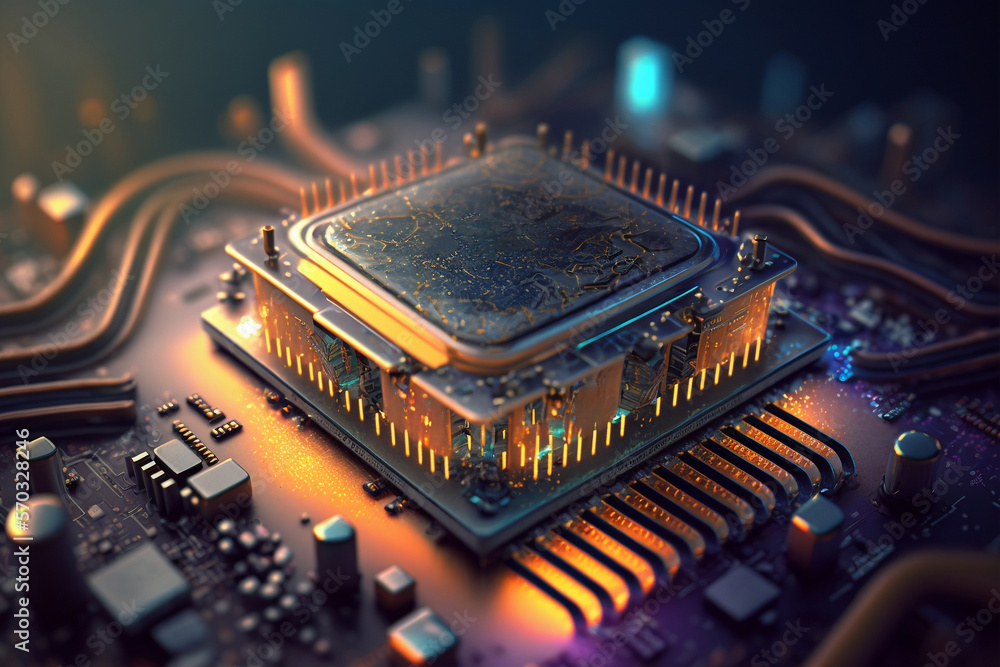 The creation of a neural network. processor as an image of the heart of ...