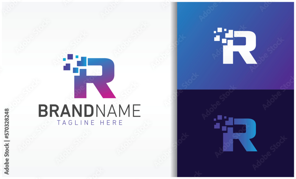 letter R pixels logo Stock Vector | Adobe Stock