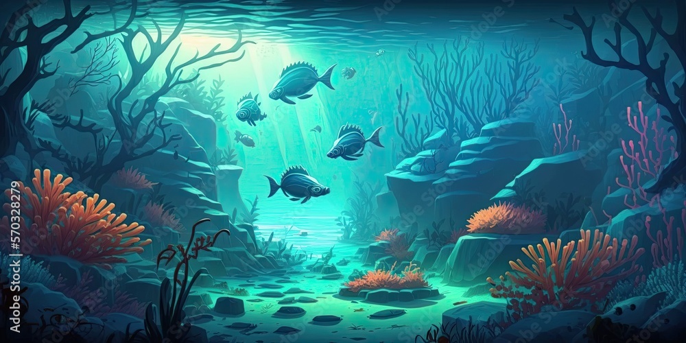2D Underwater sea background environment for a battle arena mobile game ...
