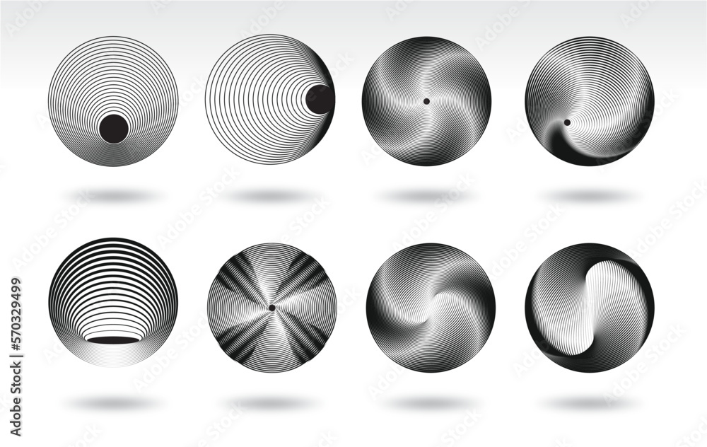 Vetor de Monochrome circle form with halftone lines and transitions ...