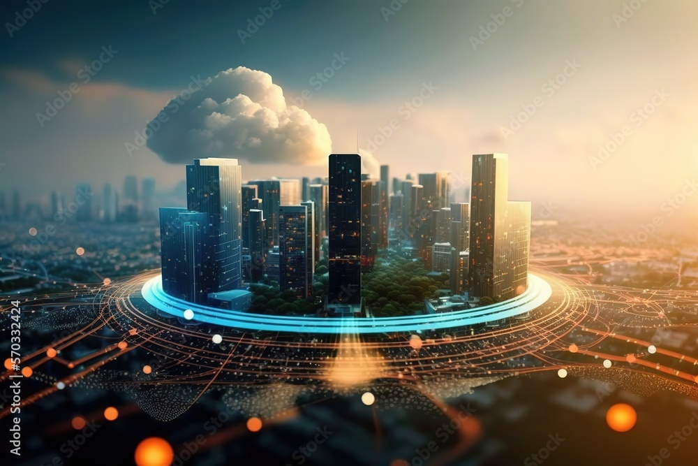 Smart city and IoT (Internet of Things) concept. Ai Stock Illustration ...