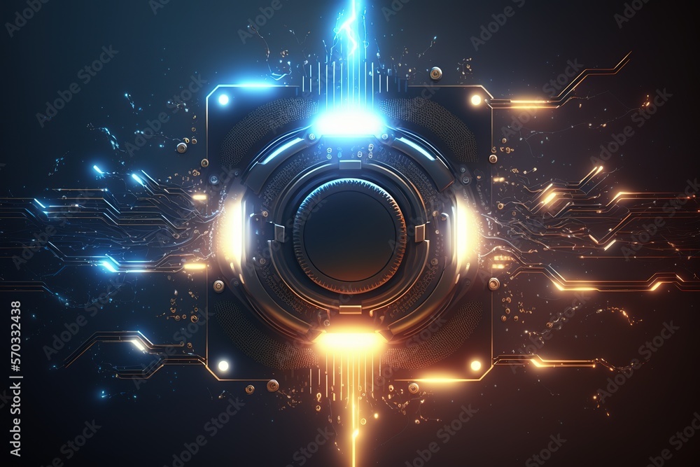 Futuristic Microchip Processor Quantum Computer Big Data Processing