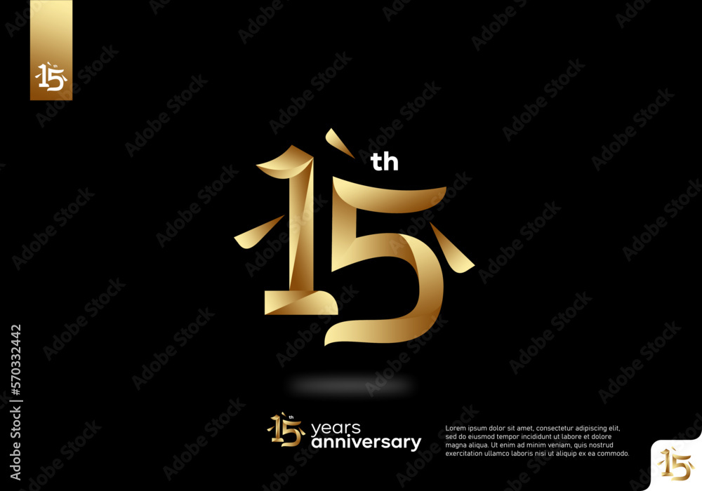 Number 15 gold logo icon design, 15th birthday logo number, 15th ...