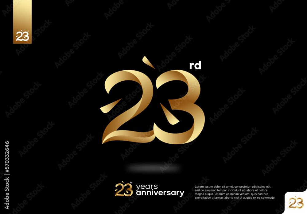 Number 23 gold logo icon design, 23rd birthday logo number, 23rd ...