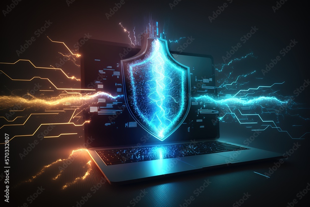 Cyber Security Data Protection Cyberattacks Concept On Blue
