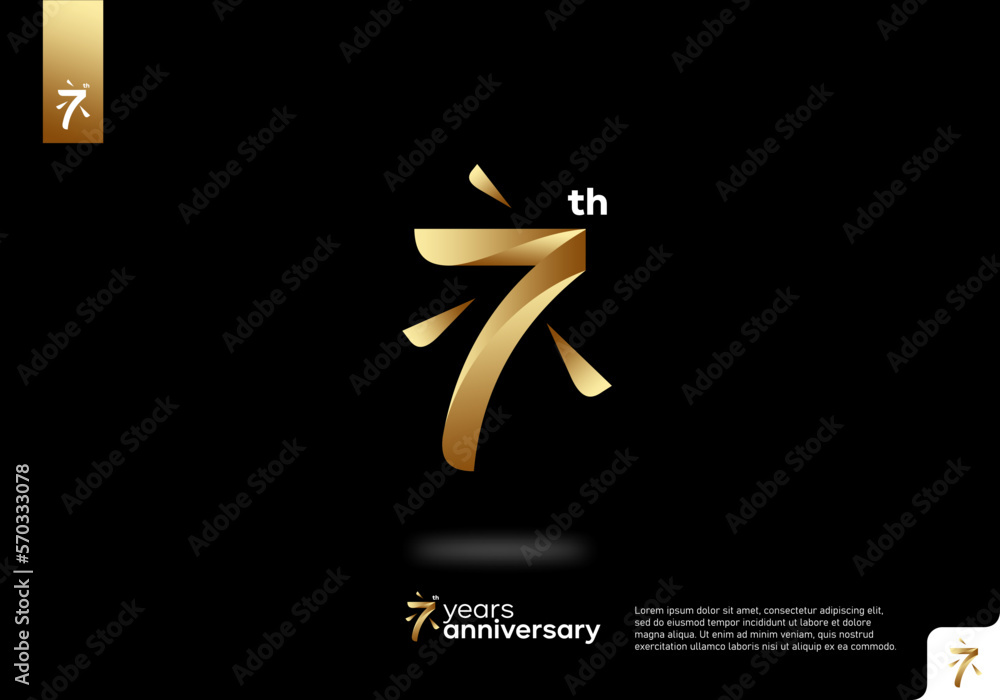 Number 7 gold logo icon design, 7th birthday logo number, 7th ...