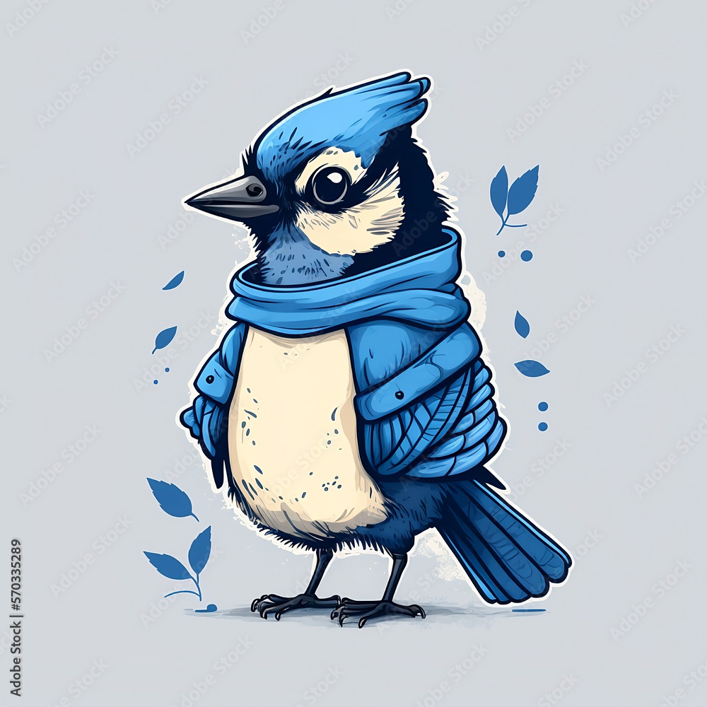 Cute Blue Jay Standing Cartoon Vector Icon Illustration, Animal Nature ...