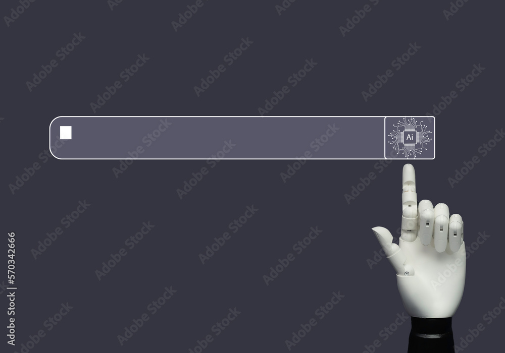 Chatbot Chat with AI Artificial Intelligence finger and robotic arm ...