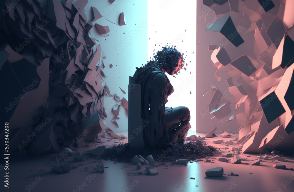 Depression, despair mental health conceptual image. Illustration ...