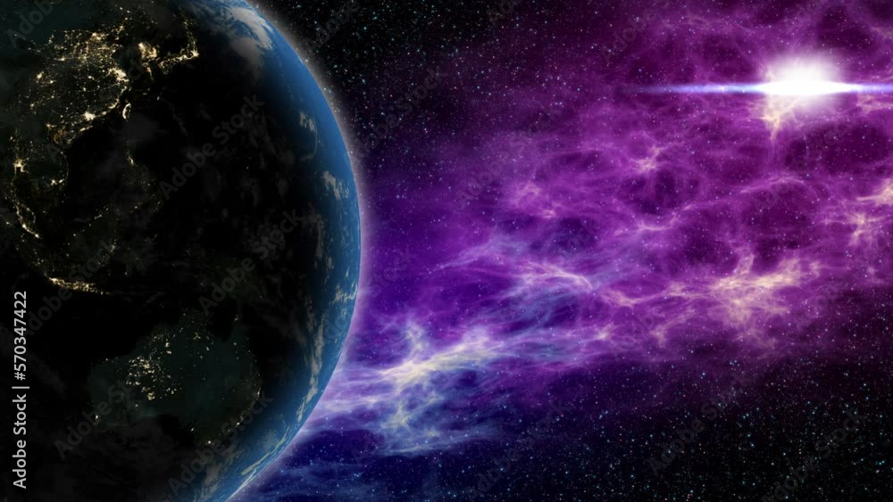 Planet earth rotation - computer generated animation. Night to day ...