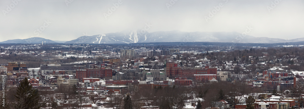 Sherbrooke city in Quebec, Canada. Small city landscape panoramic view ...