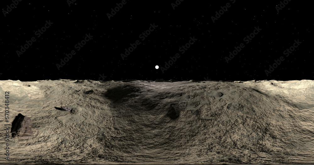 Ilustrace „Lunar mountain landscape against the backdrop of the sun ...