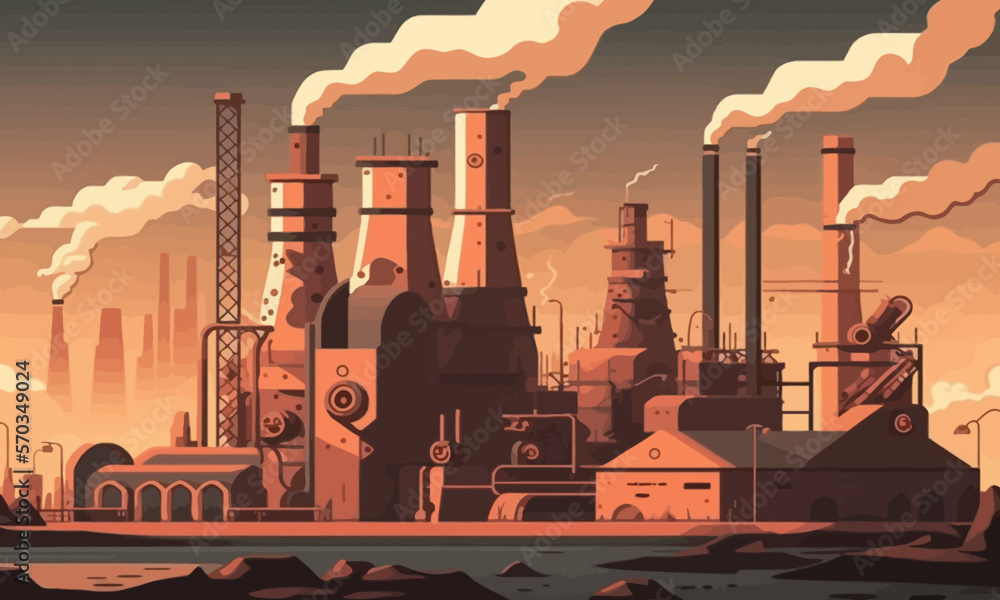 Contamination of air with smoke by factories, plants and industries ...