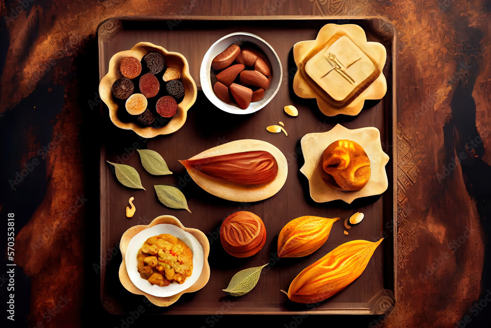 selamat hari raya aidilfitri vector illustration with traditional kuih ...