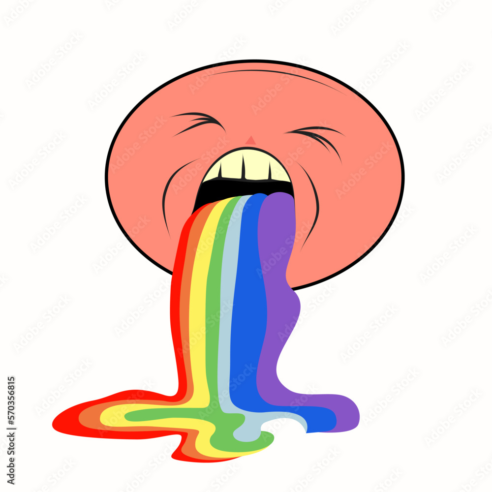 Meme head vomiting rainbow, emotional stickers internet memes troll ...