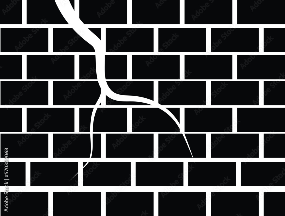 Breaking or Exploding Brick Wall Front View Flat Icon Style Inverted ...