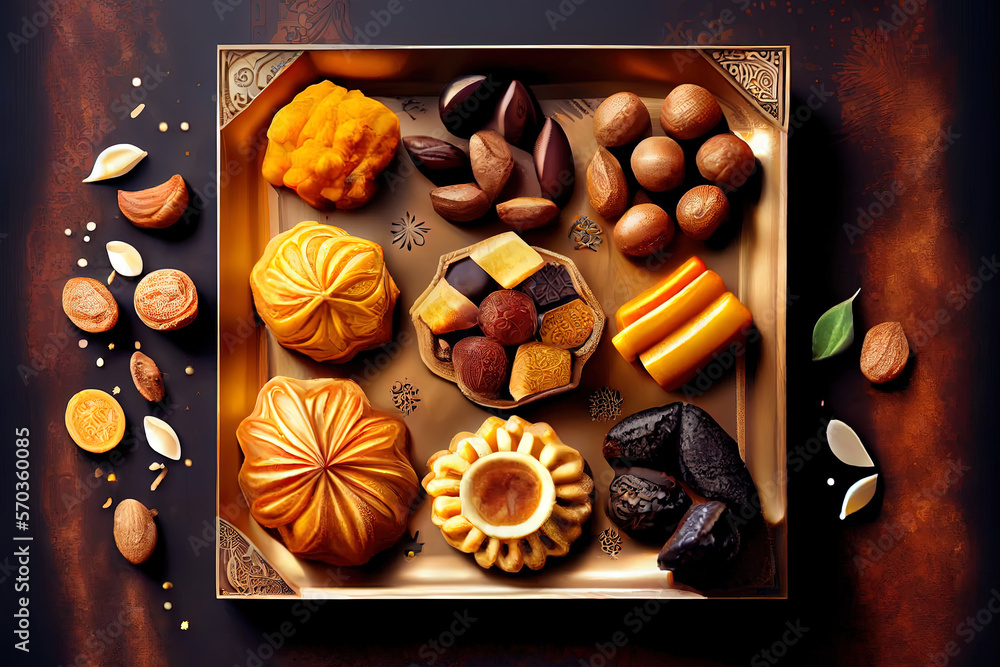 selamat hari raya aidilfitri vector illustration with traditional kuih ...