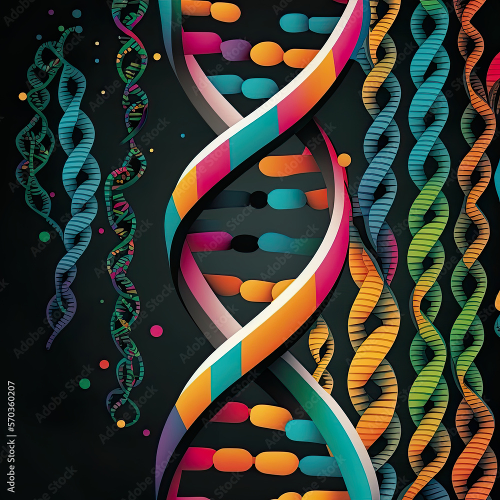 Colorful DNA background in cartoon style. Generative AI Stock ...