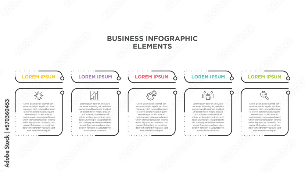 Infographics business template. Visualization of 5-stepped business ...