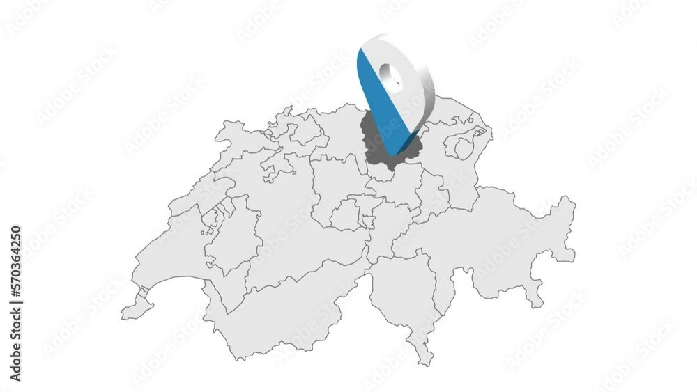 Location Canton of Zurich on map Switzerland. 3d Canton of Zurich flag ...