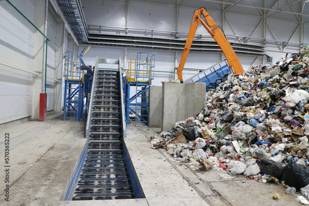 conveyors in the workshop of a waste sorting plant Stock Photo | Adobe ...