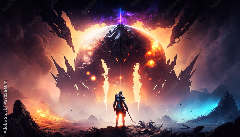 Fantasy image of person standing and confronting danger. Generative Ai ...