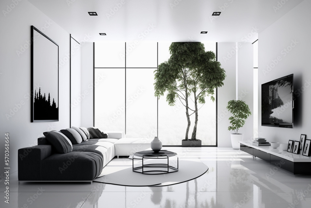 Stunning Modern Living Room with a Crisp White and Minimalistic Concept ...
