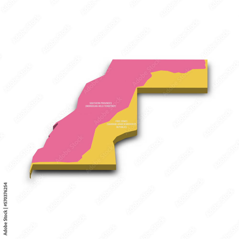 Western map of land divided between Morocco and Sahrawi Arab Democratic ...