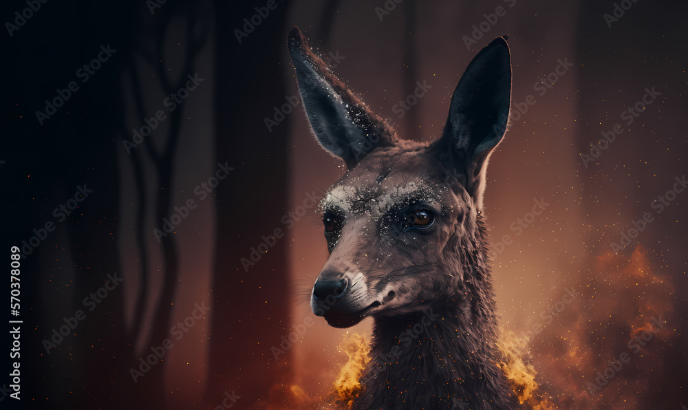 Burning forest Australia due to drought and bonfire from people. Face ...