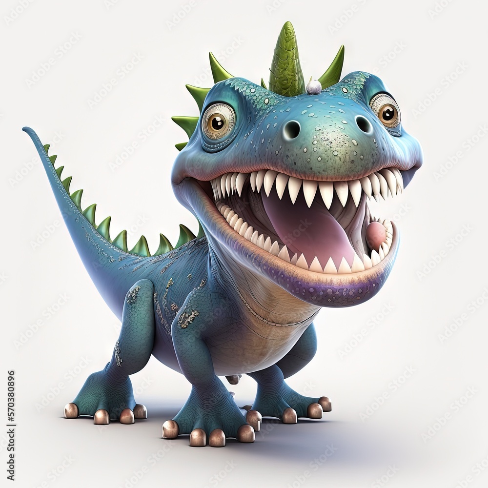 a cartoon dinosaur with its mouth open and a toothy grin on it's face ...