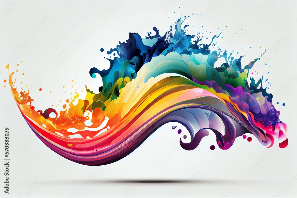 Rainbow wave. Colorful paint splash. Isolated design element on the transparent background ...