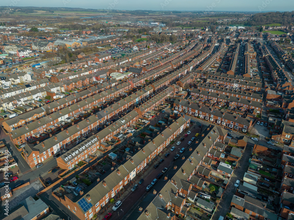 Castleford, West Yorkshire, England. Aerial view of Castleford, mining ...