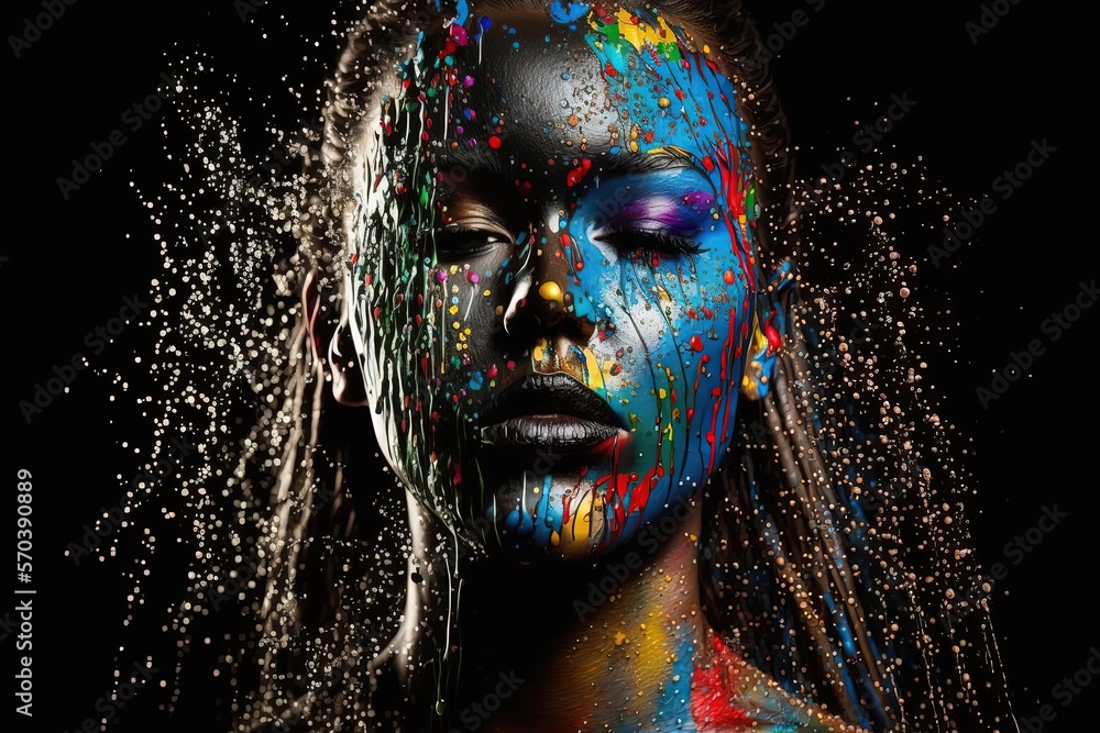 Stunning Art Photography of a Woman with Paint All Over Her Face, an Airbrush Painting and ...