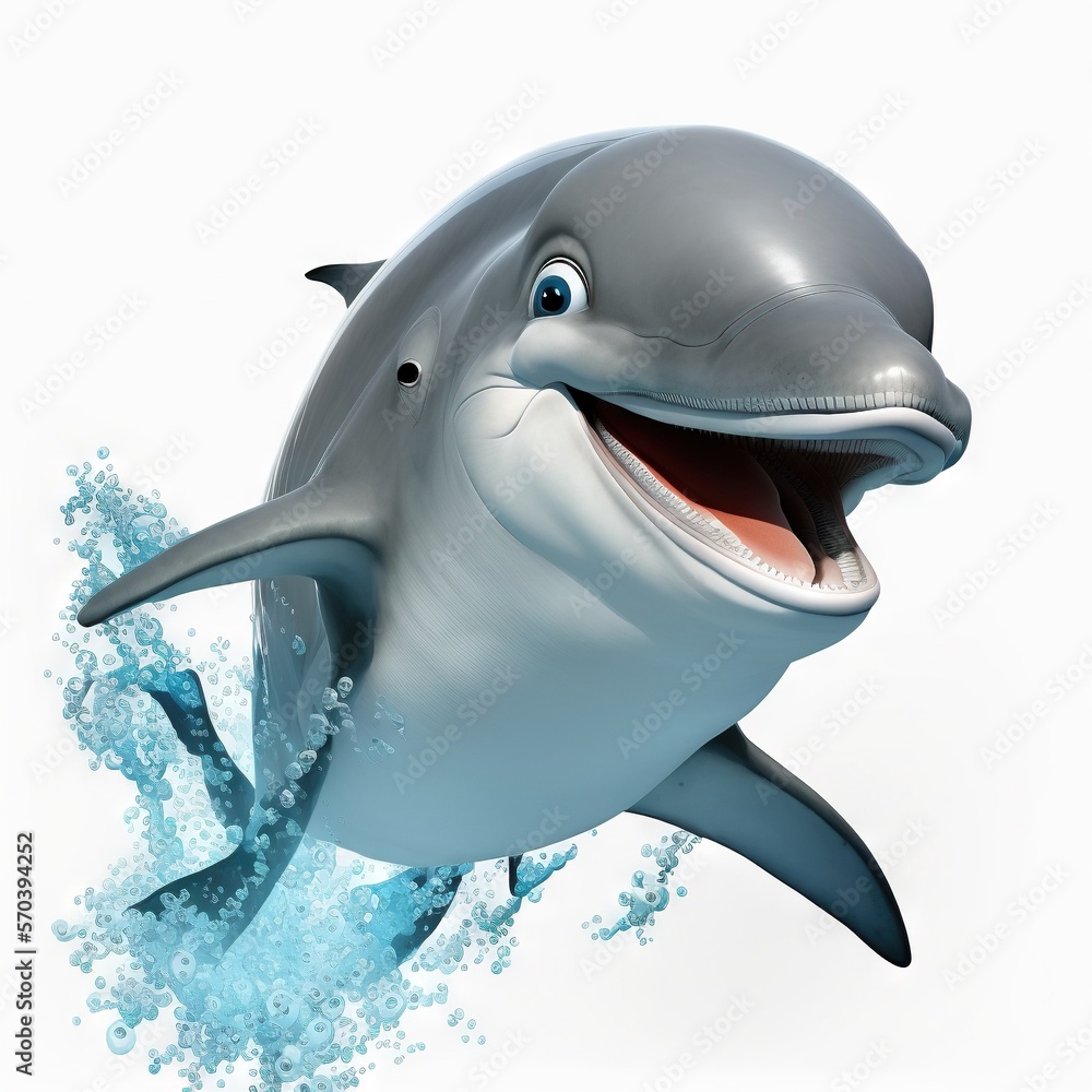 a cartoon dolphin with a big smile on his face is jumping out of the ...
