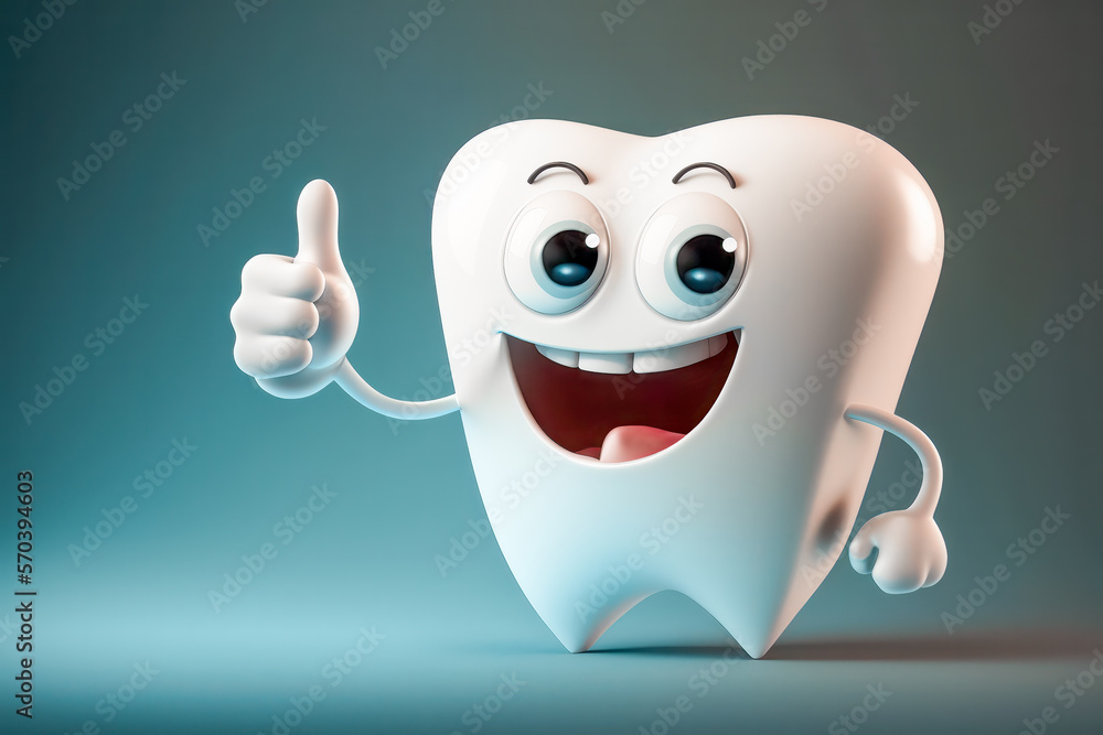 Happy tooth cartoon character. Generative AI. Stock Illustration ...