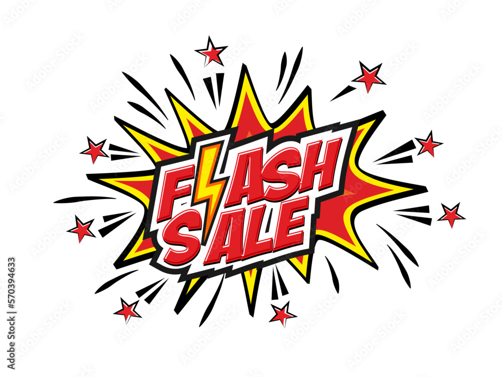 Flash sale template poster or banner with Flash icon, stars, explosion ...