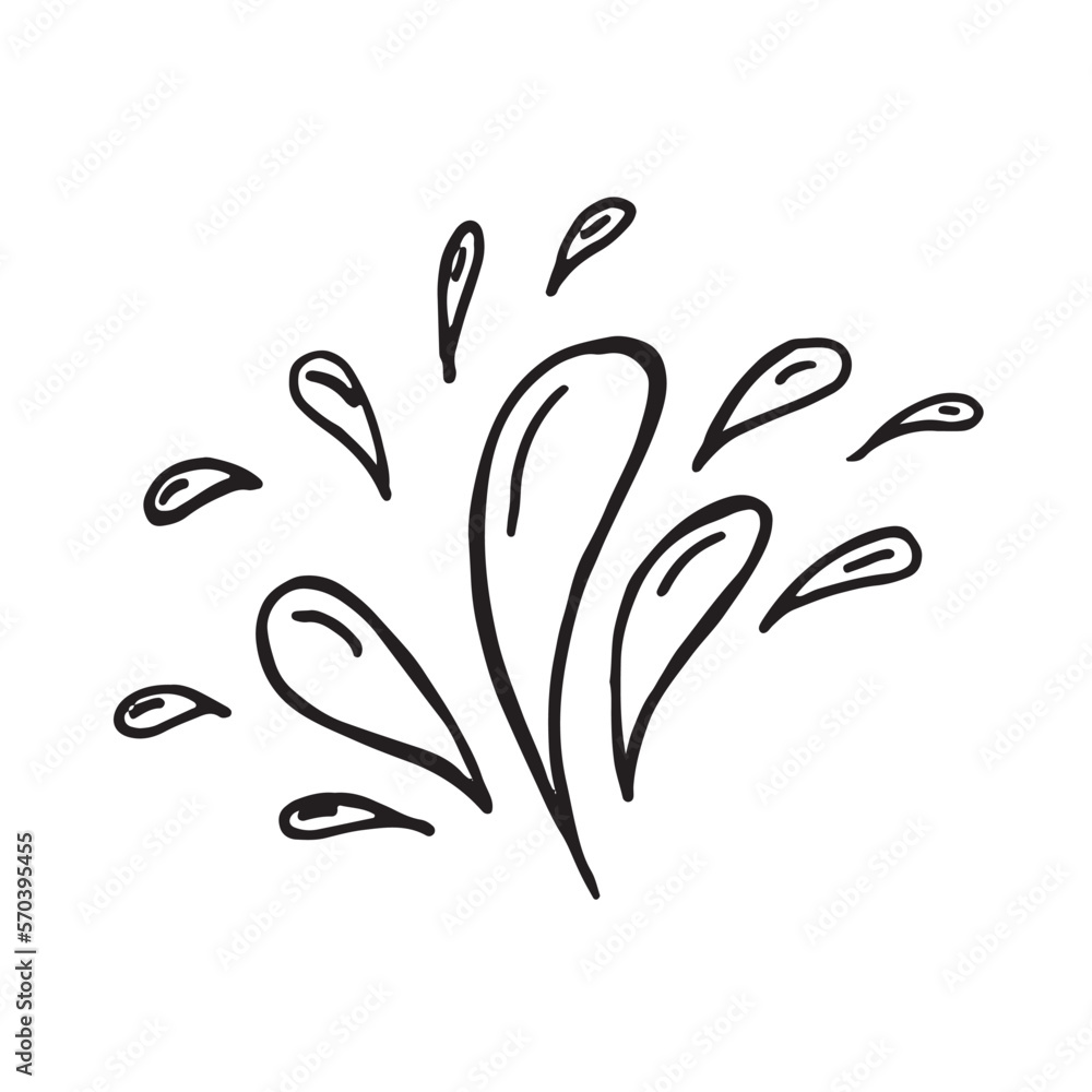 doodle water burst splash illustration hand drawing style vector Stock ...