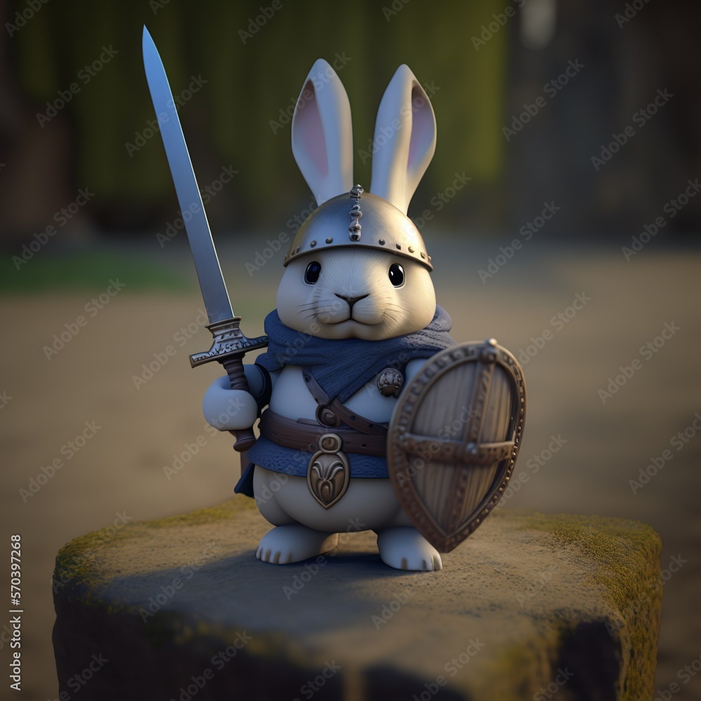 Generative AI, AI, Generative, Animals, 3D, Rabbit, Sword, Knight Stock ...