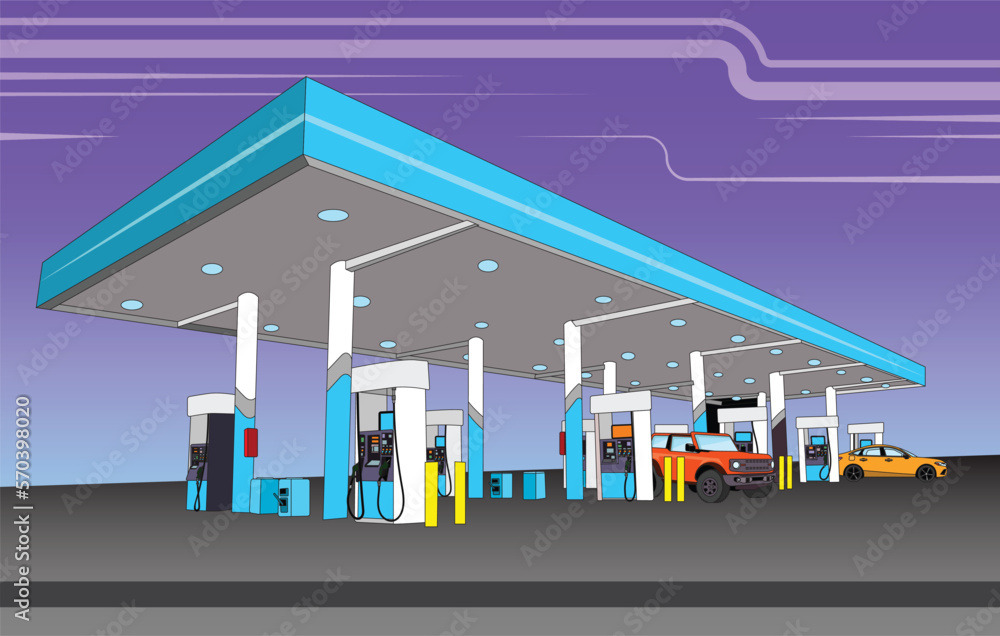 Geometric illustration of a modern filling station Stock Vector | Adobe ...
