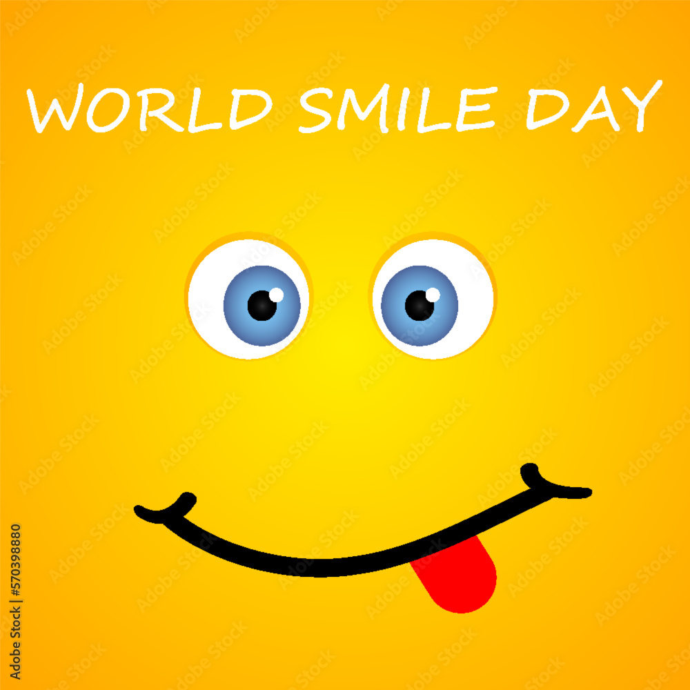 Emoticon banner with tongue for world smile day, vector art ...