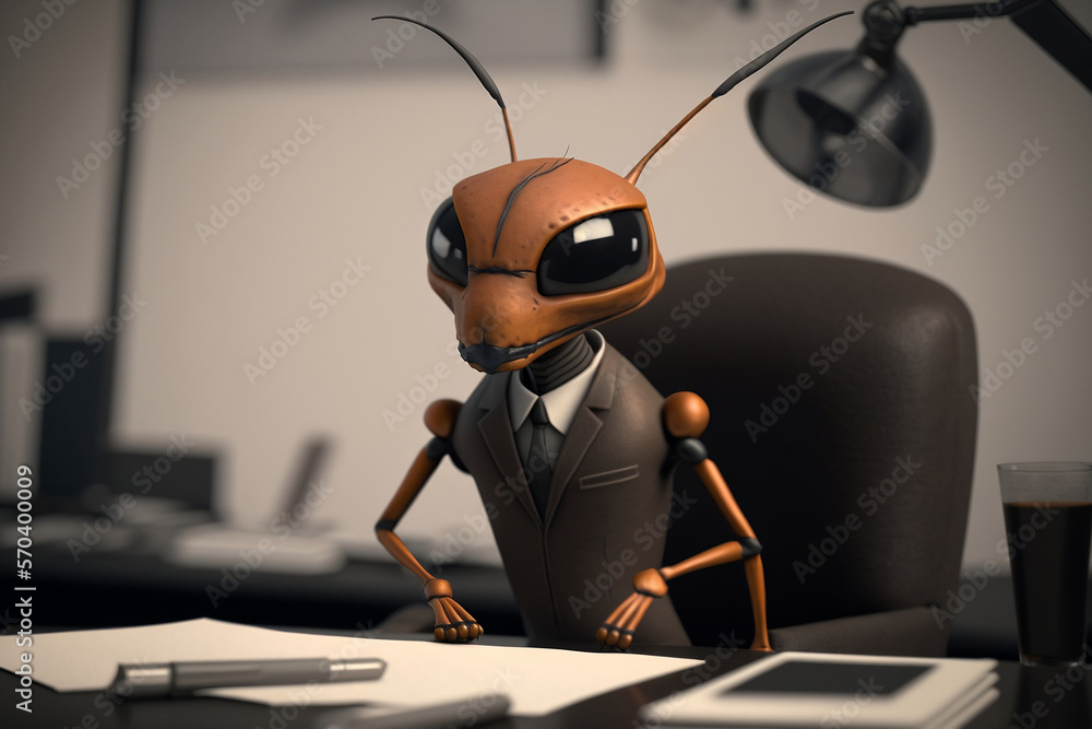 Portrait of an Ant Dressed in a Formal Business Suit at The Office ...