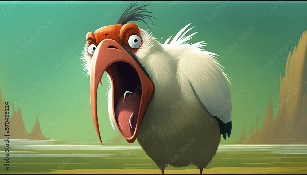 a cartoon bird with its mouth open and its mouth wide open with its ...