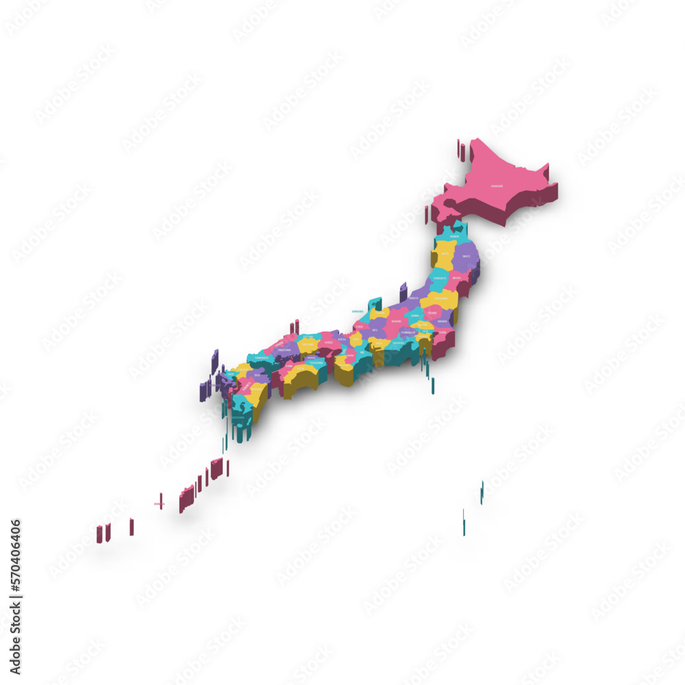 Japan political map of administrative divisions - prefectures ...