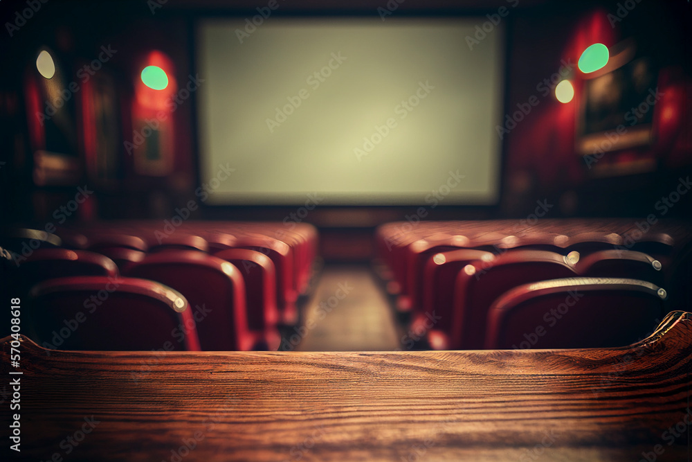 Cinema background with red seats created with generative Ai technology ...