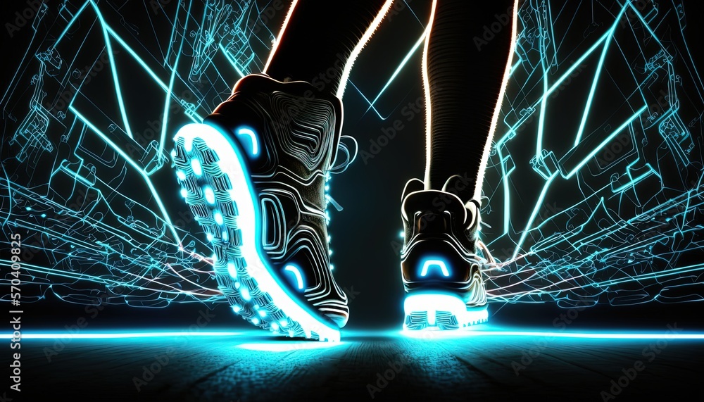 walking feet on light way, idea for Digital Footprint and Digital trace ...
