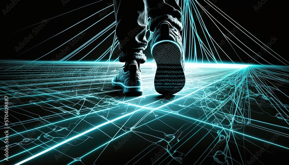 walking feet on light way, idea for Digital Footprint and Digital trace ...