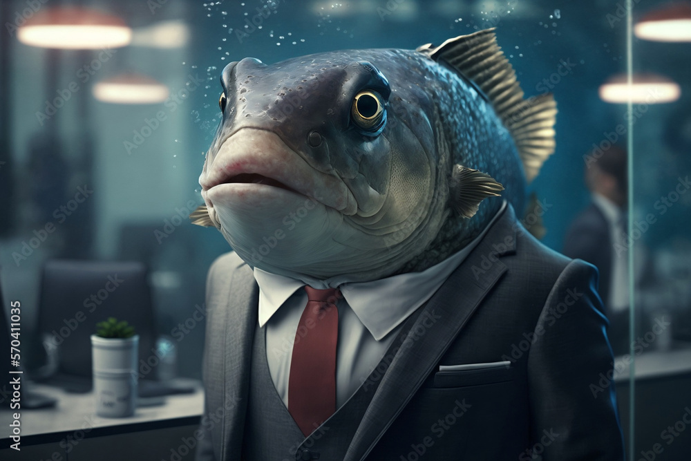 Portrait of a Fish Dressed in a Formal Business Suit at The Office ...
