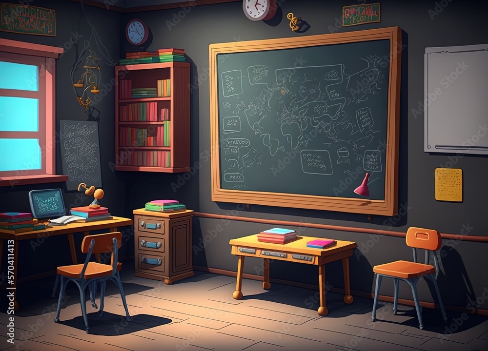 Typical Classroom Layout Blackboard, Tables, and Chairs Generative AI ...